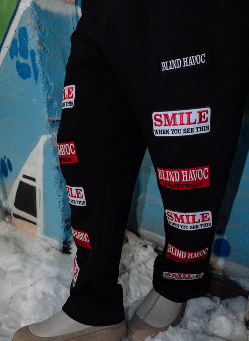 Patchwork Sweats [Black] WAREHOUSE SALE [XS,S,L AVAILABLE]